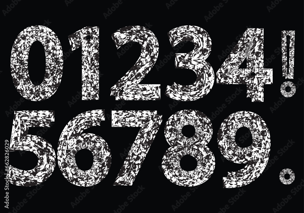 Tyre track numbers . Grunge texture . Screen print . Vector tire track ...