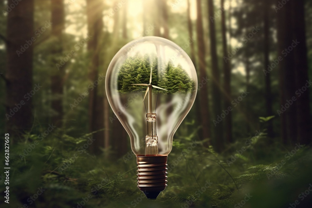 Ilustracja Stock: Renewable energy: wind turbine generates electricity ...