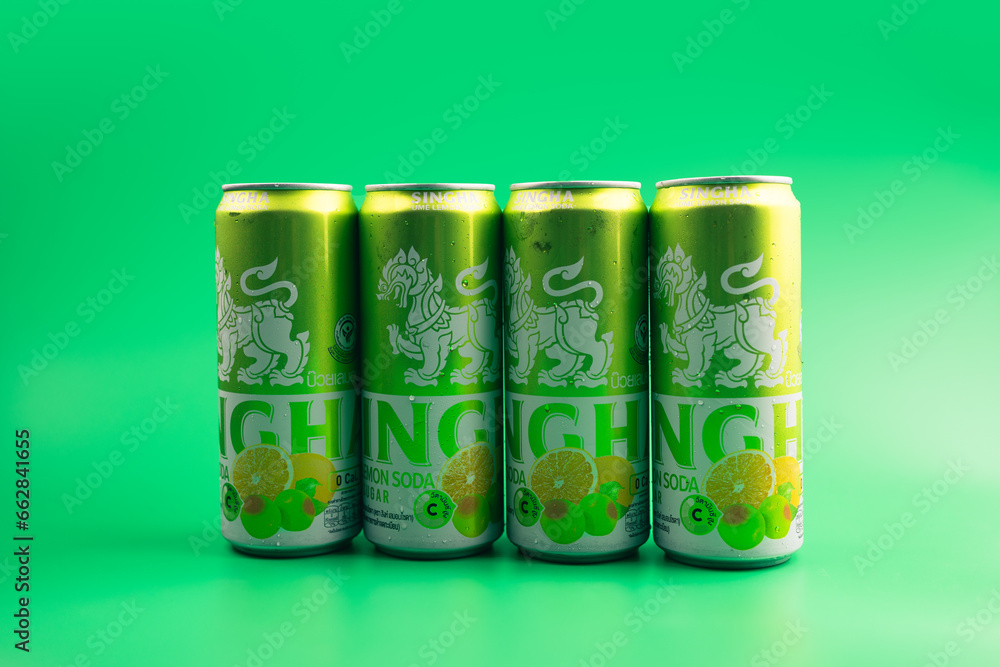 Samut Prakan, Thailand - October 16, 2023 : New of can of Singha Ume ...