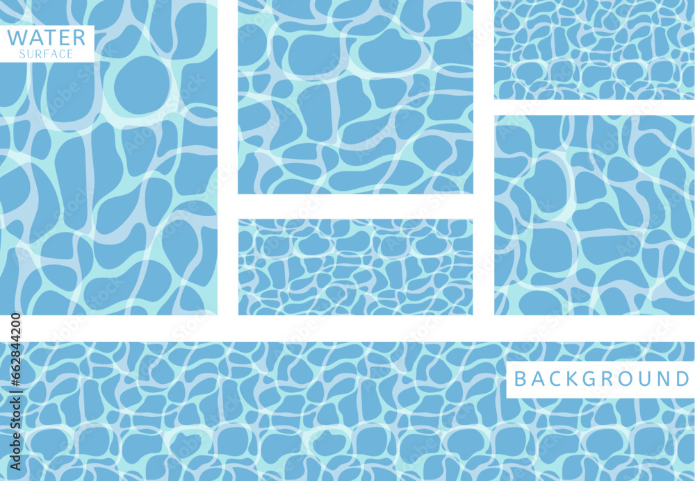 Set of abstract water surface backgrounds. Different size placard ...