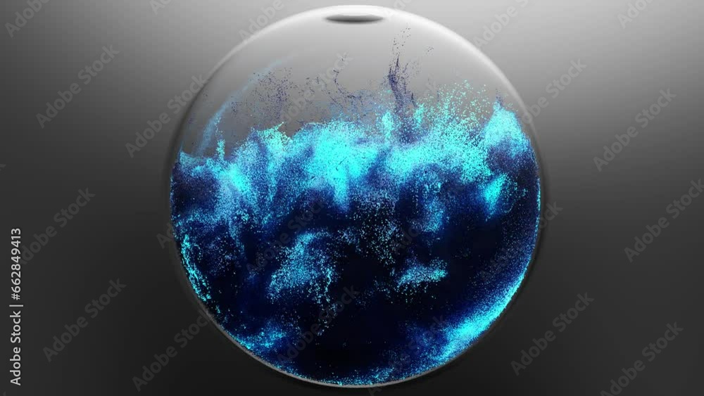 Realistic abstract liquid sphere, dust particles liquid substance ...