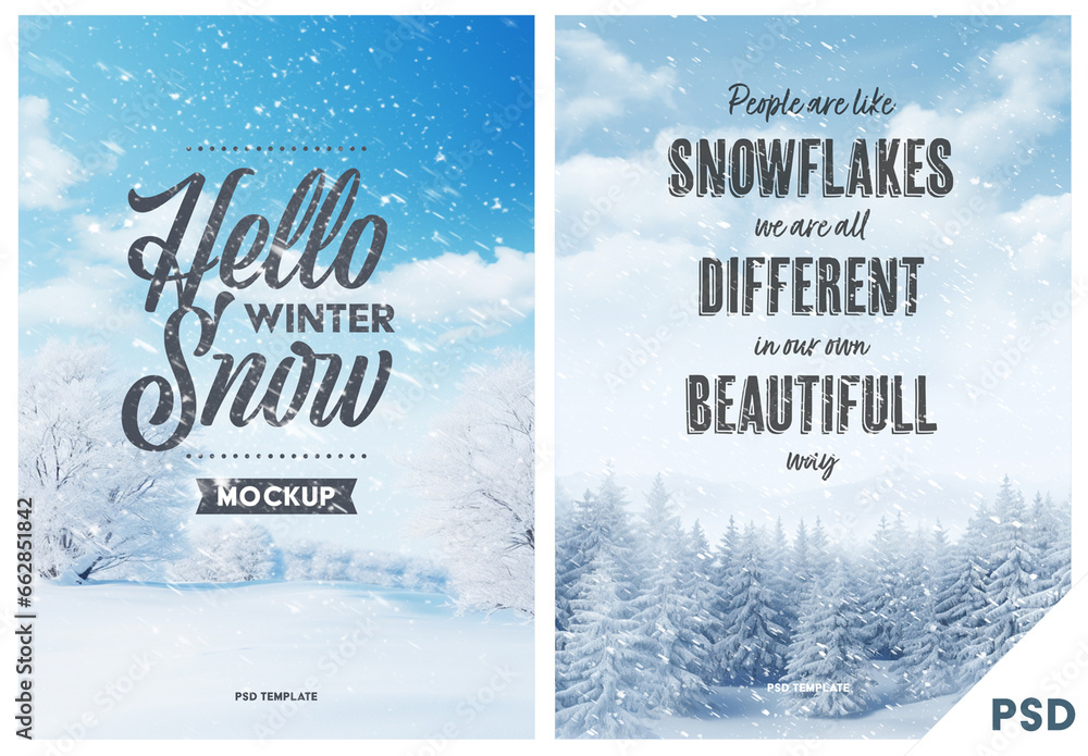 Winter flyer design template with snow overlay effect - ai generated ...