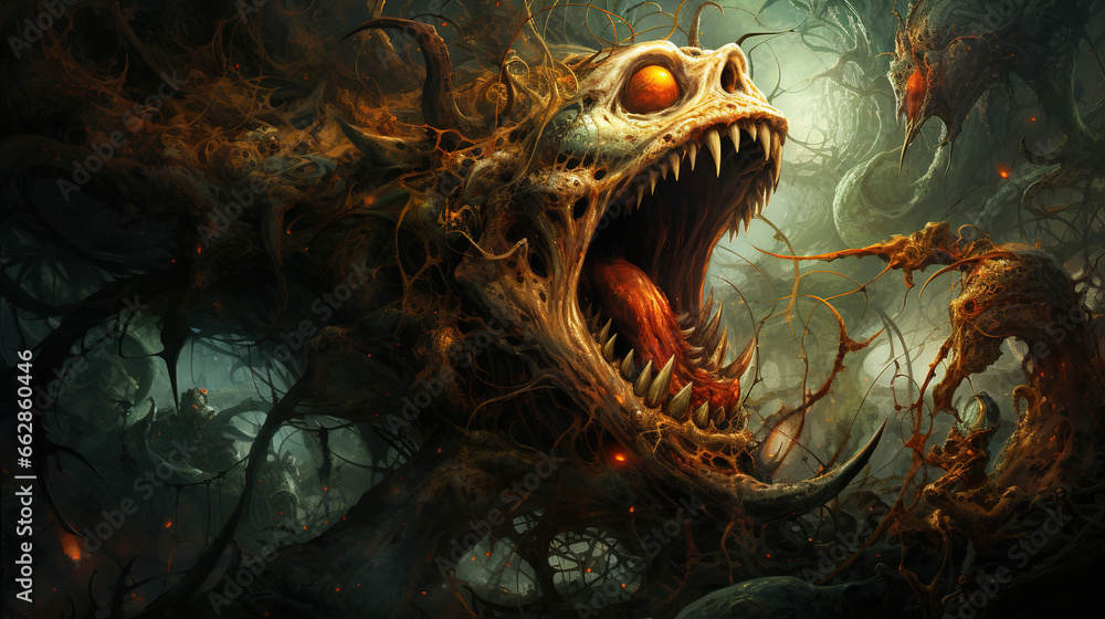 scary monster and human Stock Illustration | Adobe Stock