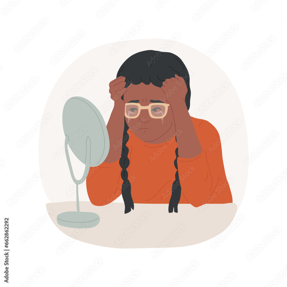 Low self-esteem isolated cartoon vector illustration. Teenager ...