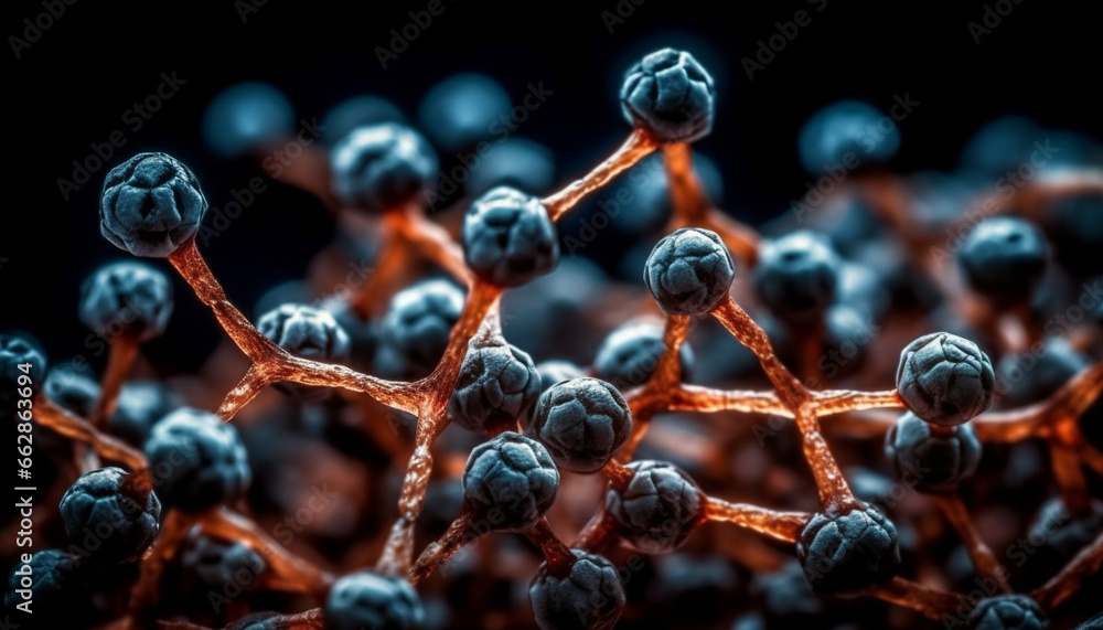 Molecular structure of cancer cell magnified for genetic research Stock ...