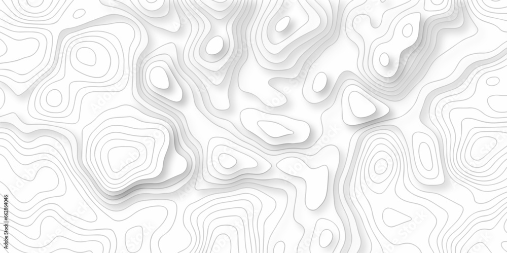 Seamless pattern with White wave paper topographic contours map ...