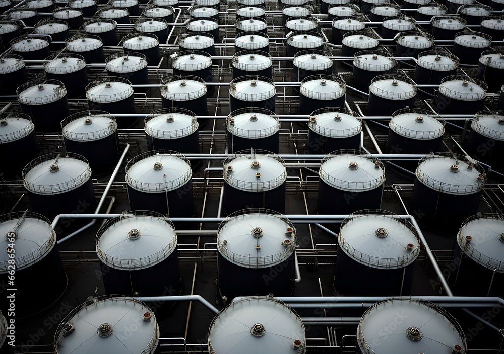 Texture tanks with feedstock, industrial gas storage, energy reserves ...