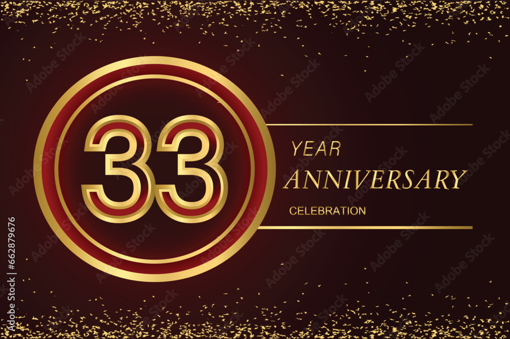 33rd anniversary logo with gold double line style decorated with ...