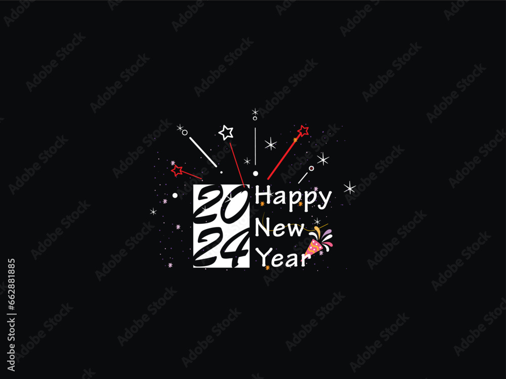 Happy New Year 2024, new year, 2024, crown, star, firework, year 2024 ...