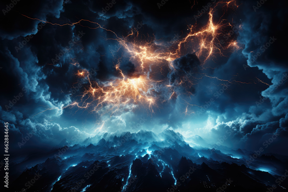 A bolt of lightning splitting the night sky, showcasing the raw power ...