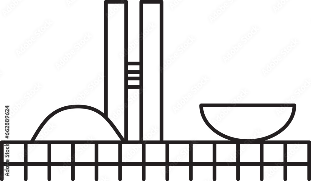 Simple black flat outline drawing of the Brazilian historical landmark ...