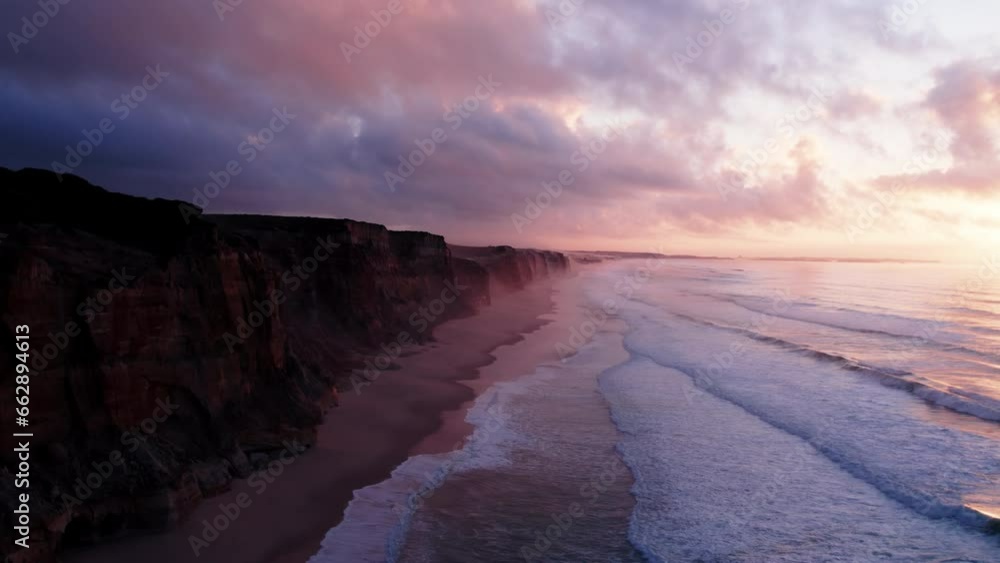 Inspiring and cinematic pan out drone shot of incredible cliffs going ...
