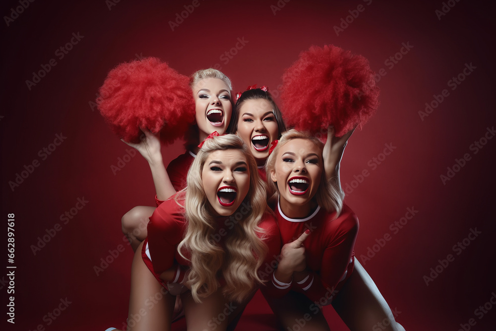 cheerleaders, cheerleading, cheerleader squad, cheer team, pom-pom ...