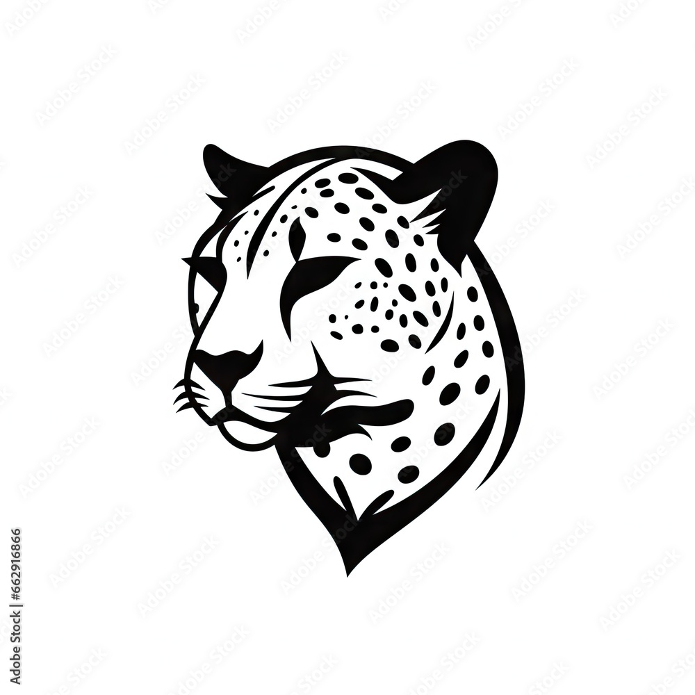 Cheetah Head Icon, Minimal Panther Portrait, Cheetah Pictogram ...