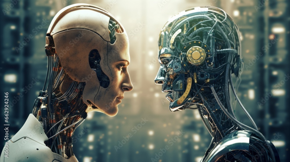 robot fight, ai vs ai, duel, ai in a ring, agi, Stock Illustration ...