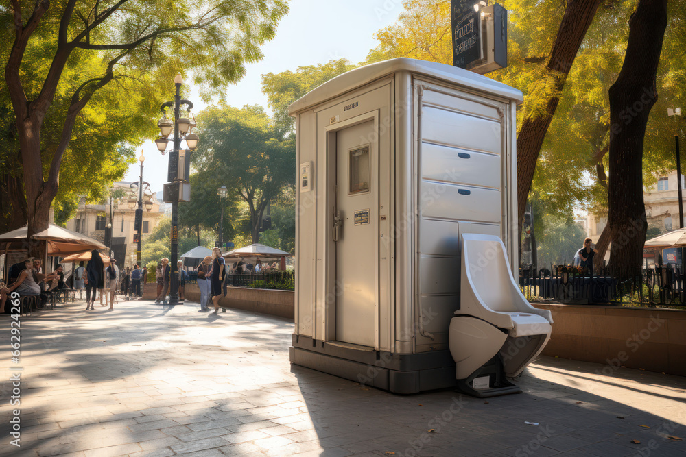 Freestanding street toilet with public pissoir, urban planning Stock ...