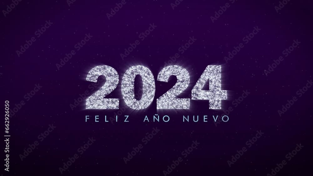 Feliz ano nuevo 2024. Happy New Year 2024 Spanish greeting. Sparkling ...