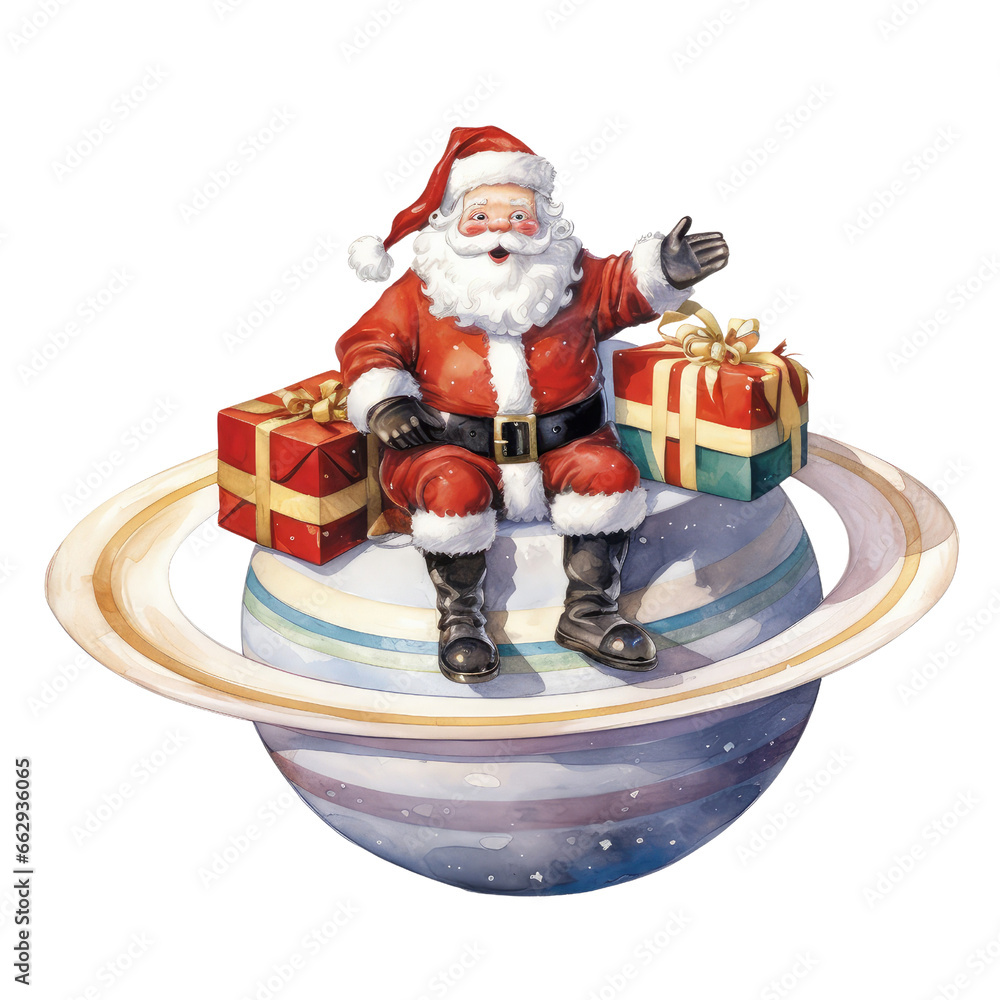 Explore celestial watercolor Santa Claus in a cosmic space clipart for ...