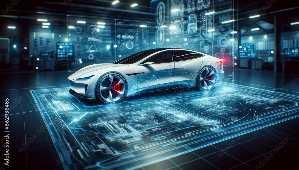 A white aerodynamic car in profile stands out with a striking red tail ...