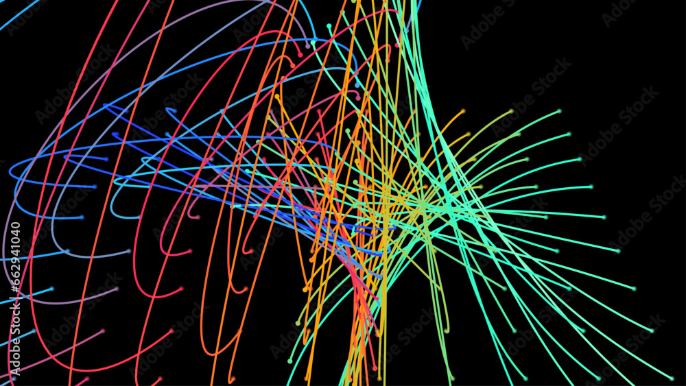 Crossing light beams. Energy flow Laser lines. Neon plexus knots ...