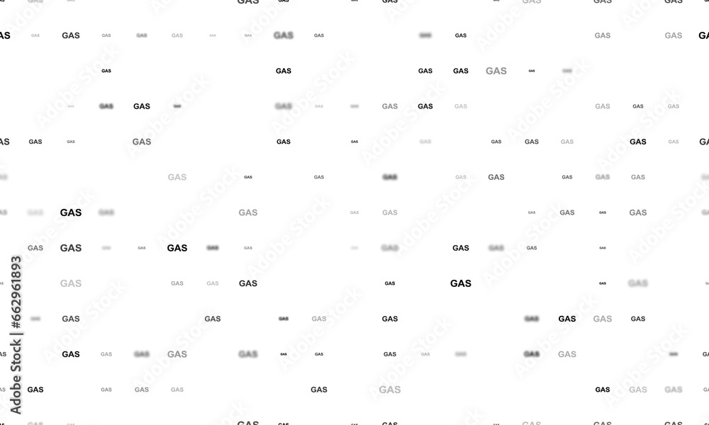 Seamless background pattern of evenly spaced black gas text symbols of ...