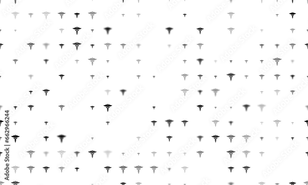 Seamless background pattern of evenly spaced black caduceus symbols of ...