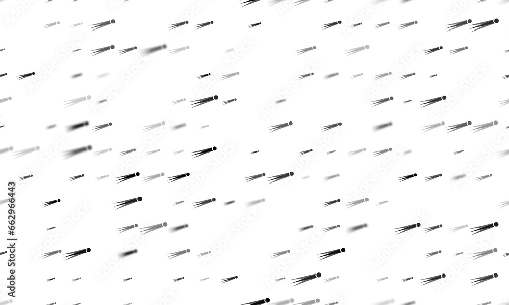 Seamless background pattern of evenly spaced black comet symbols of ...