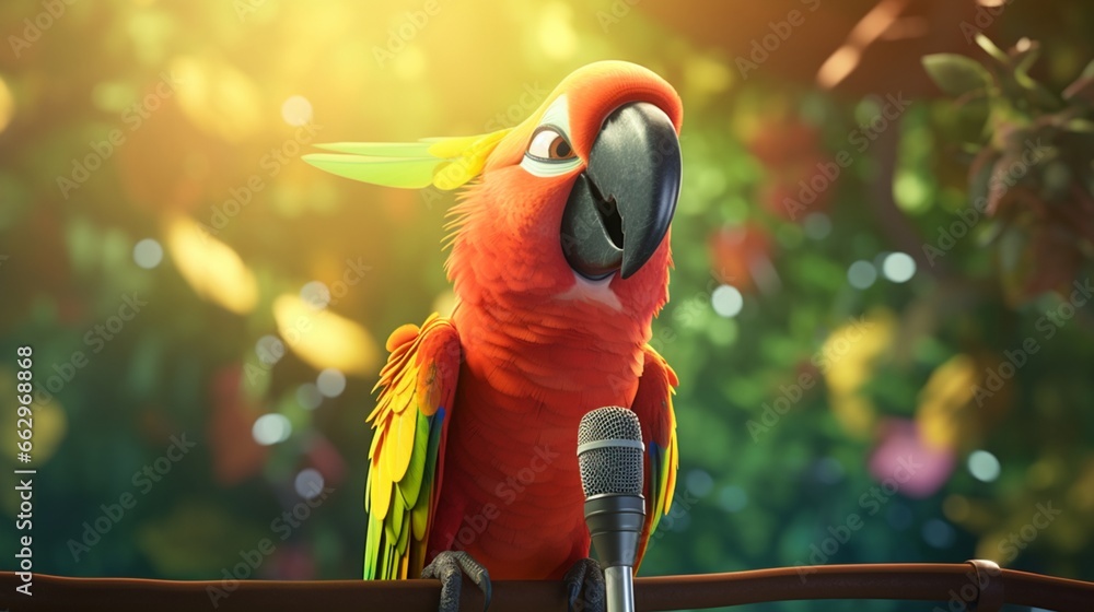 parrot giving a speech, fantasy illustration, generated with ai Stock ...