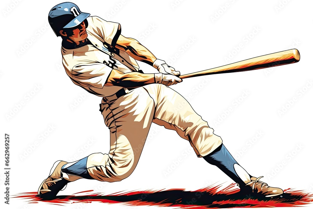 Baseball Clip Art: Player Mid-Swing Ready to Hit Home Run, generative AI Stock Illustration ...