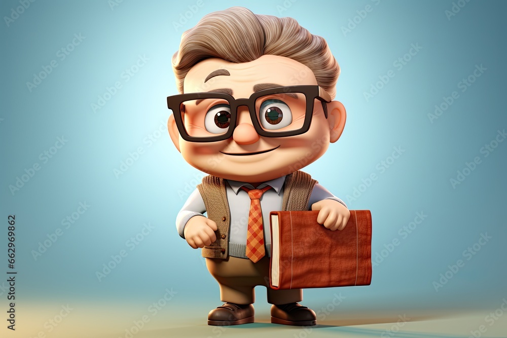 Book Clipart: Animated Book Character Wearing Glasses and Holding a ...