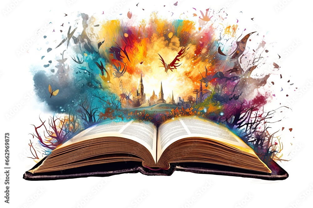 Book Clipart: Imagination Unleashed - Words Transforming into Vibrant ...