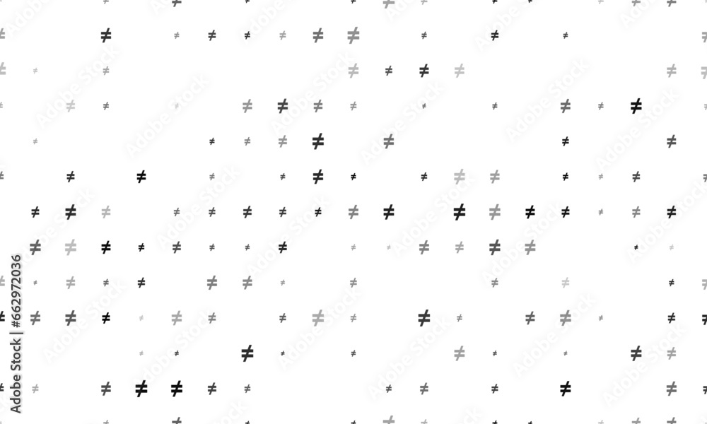 Seamless background pattern of evenly spaced black not equal symbols of ...