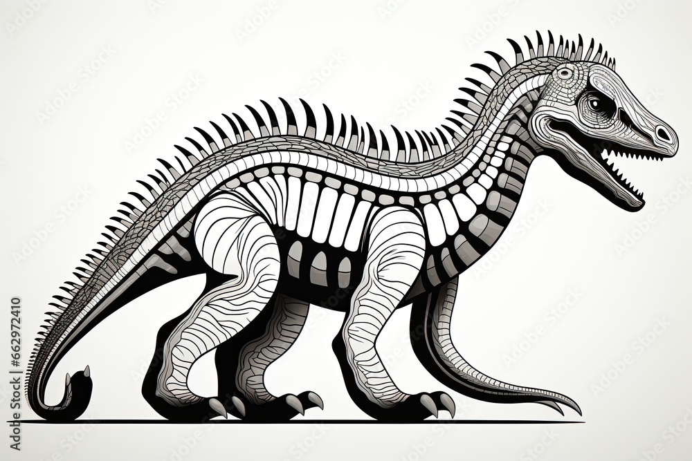 Dinosaur Black and White Illustrated: Minimal Line Art for the Perfect ...