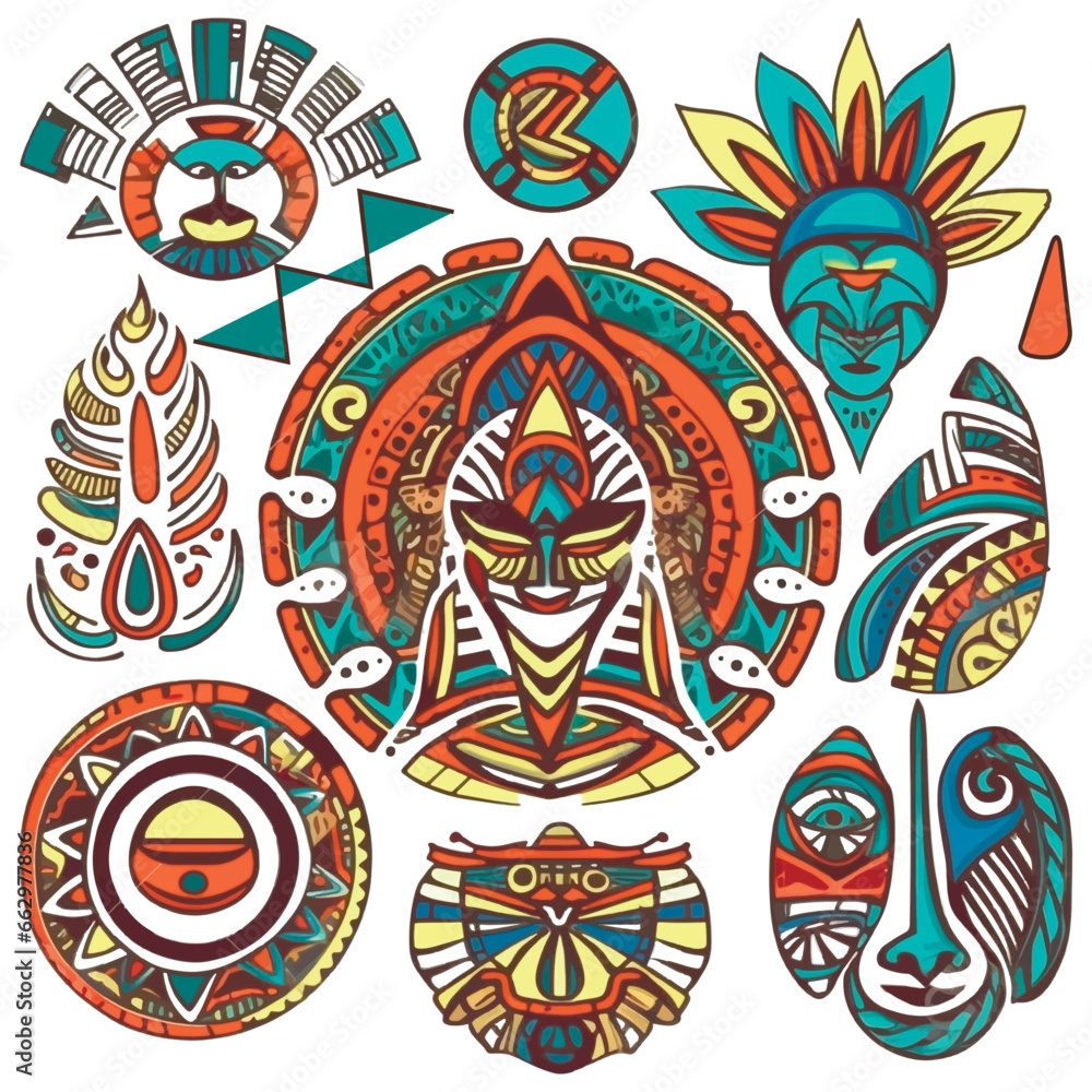 African elements. Native patterns background illustration. Tribal ...