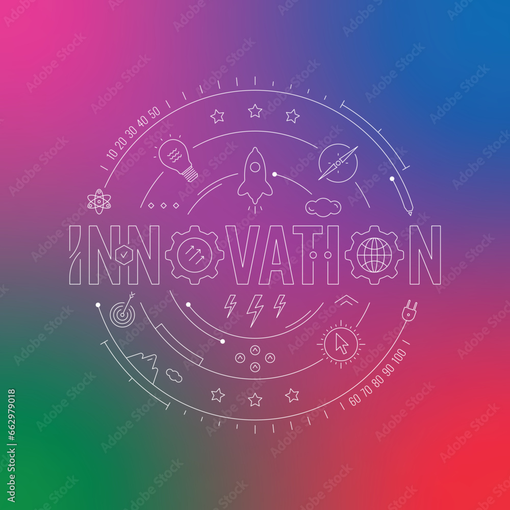 innovation technical drawing on dark ground. innovation and innovation ...