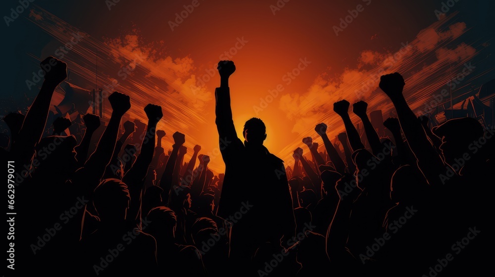 Raised fist hand silhouette illustration, AI generated Image Stock ...