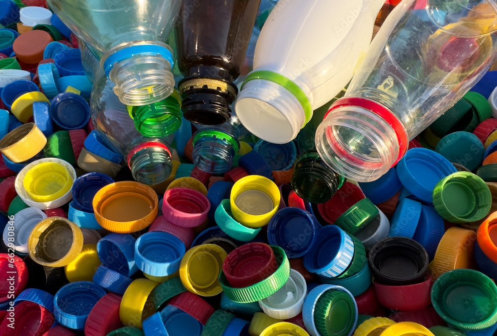 Plastic Recycling. Water bottles and plastic Bottle Caps for Recycling ...
