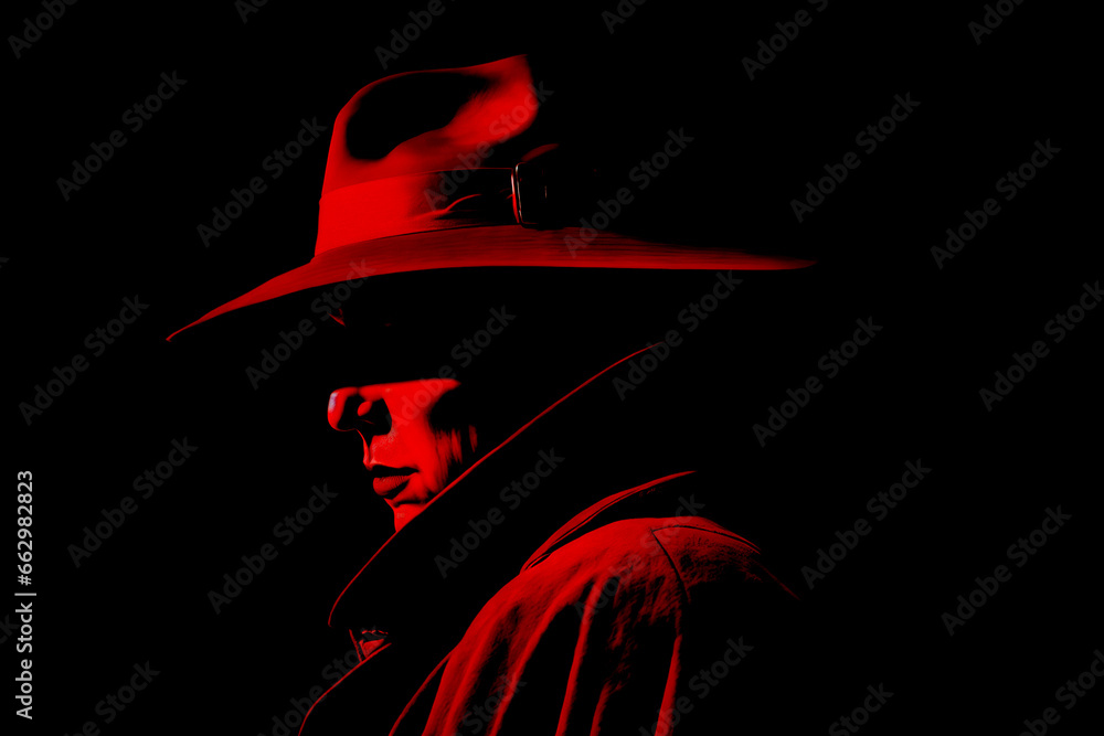spy in a hat in red color, concept of Undercover operations Stock Photo ...