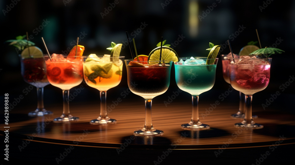 Cocktails, verres d'alcool, cocktail. célébration et fête. Ambiance ...
