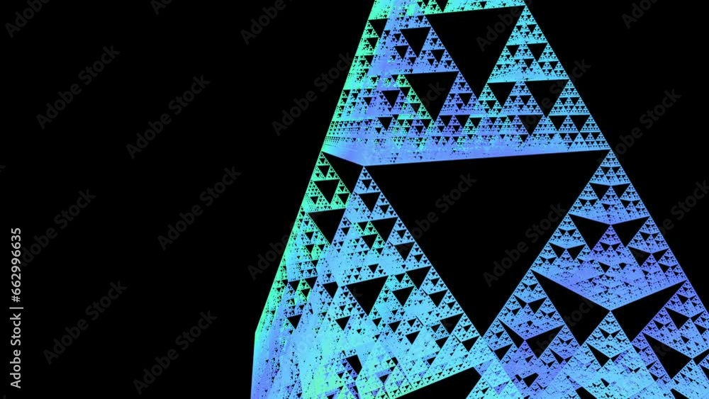 triangle fractal 3d loopable animation, sierpinski triangle 3d ...