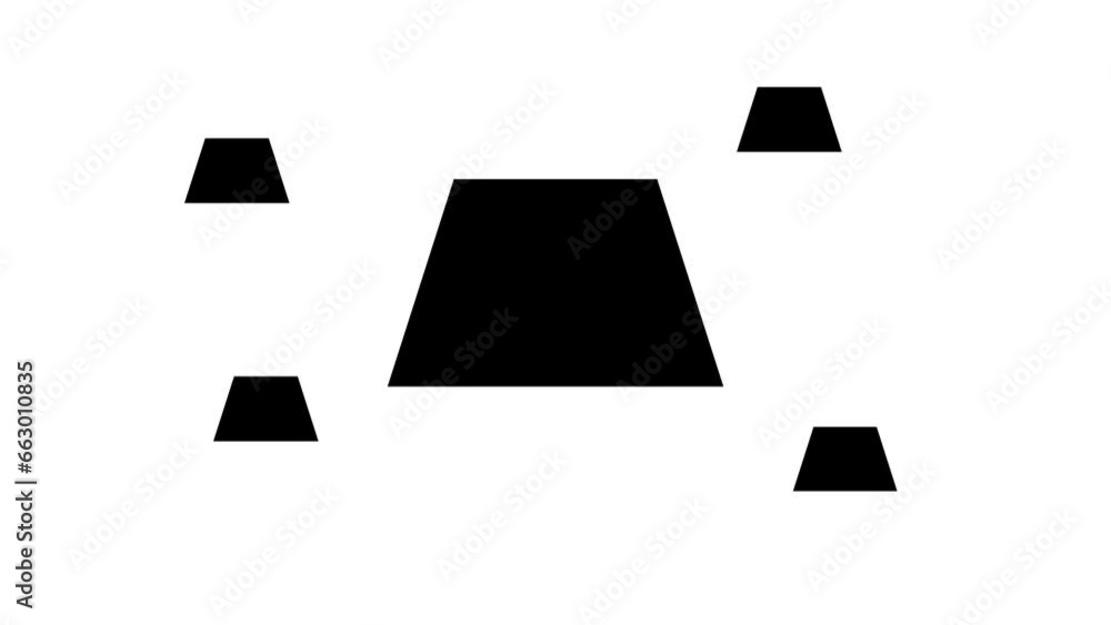 Zoom in and out animation the trapezoid symbol. Large black symbol in ...