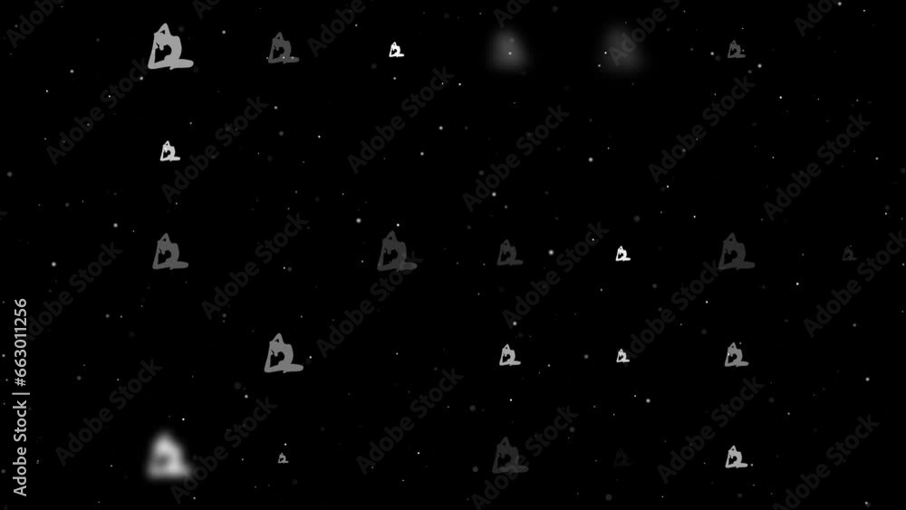 Template animation of evenly spaced yoga stretching pose symbols of ...