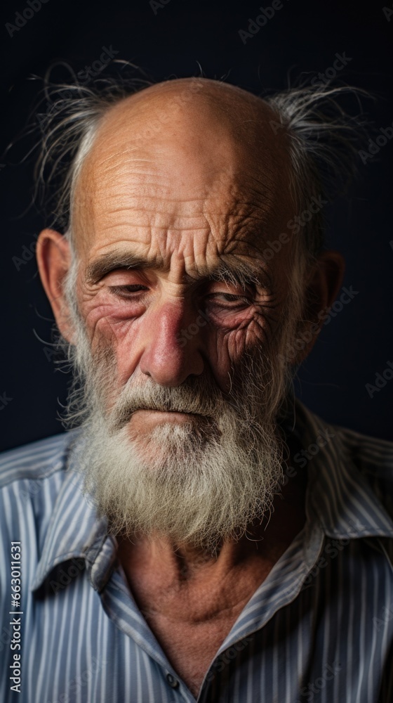 An older man with a full head of hair, except for a few bald spots on ...