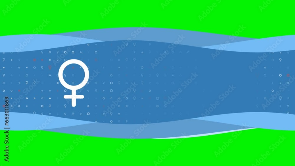 Animation of blue banner waves movement with white venus symbol on the ...