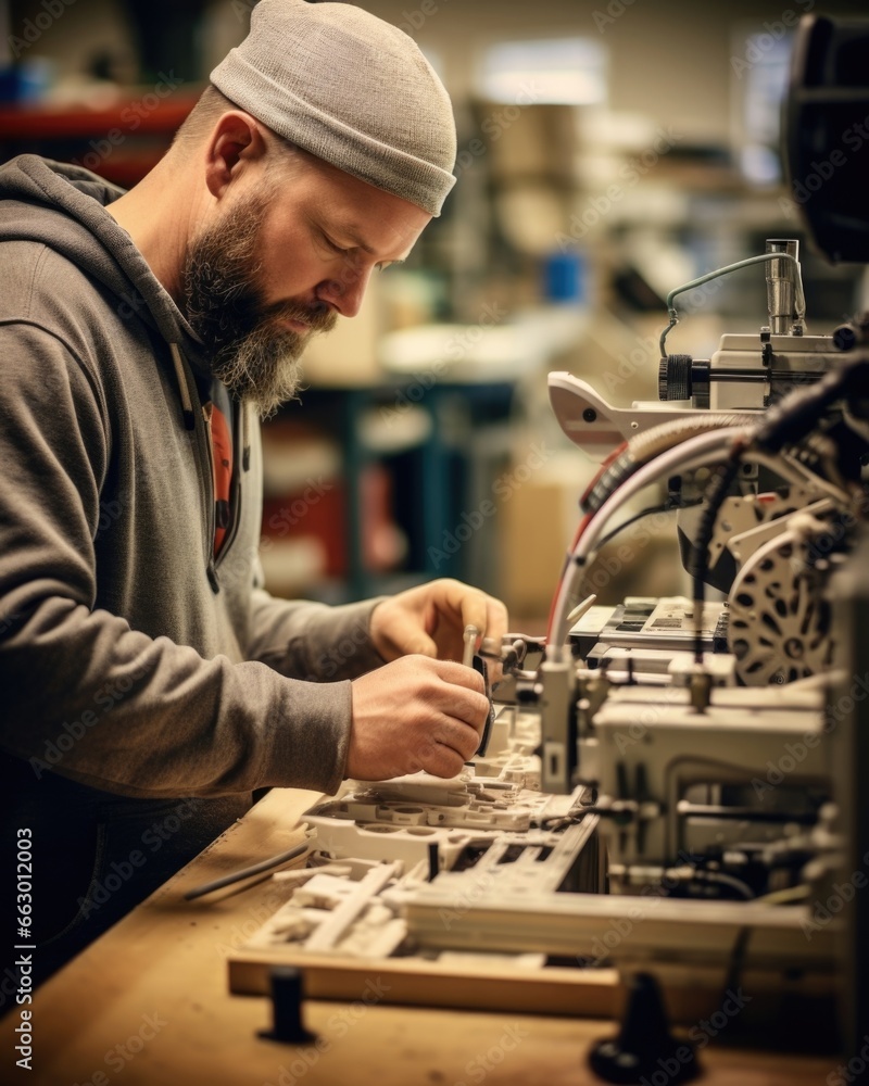 An engineer with autism spectrum disorder works meticulously in their ...