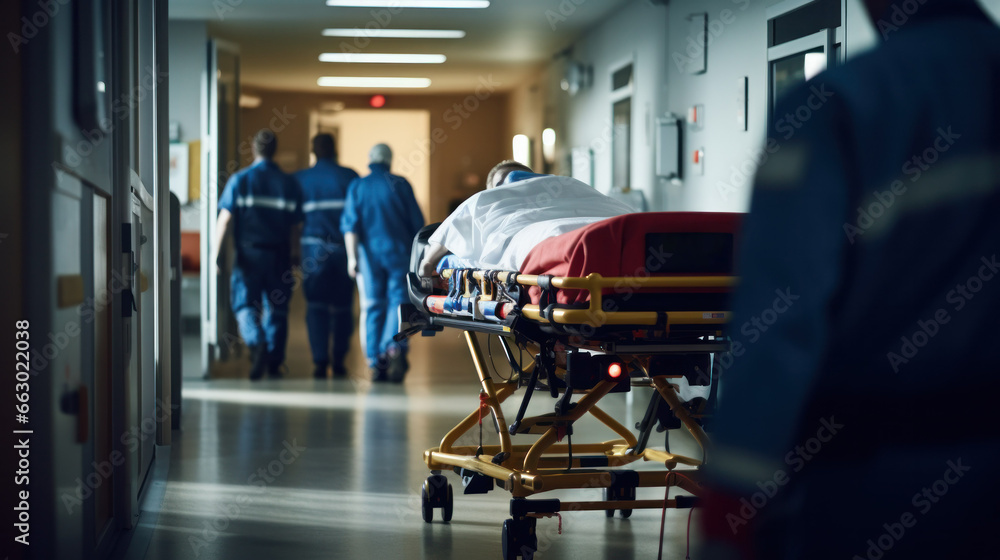 Stretcher and parademics in emergency hospital corridor Stock Photo ...