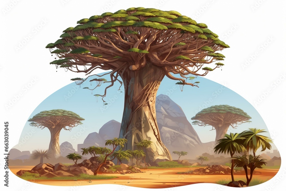 Transparent background shows baobab tree with seeds. Generative AI ...