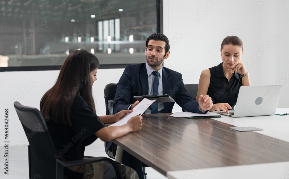 Business concept and job interviews, businessman asking of job ...