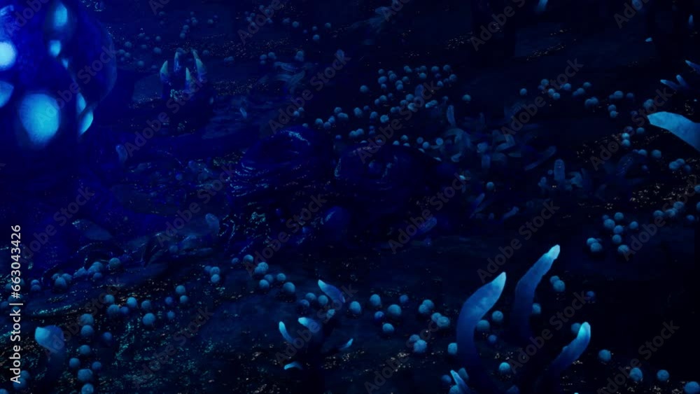 blue alien environment with moving alien plants, 3D animation, animated ...