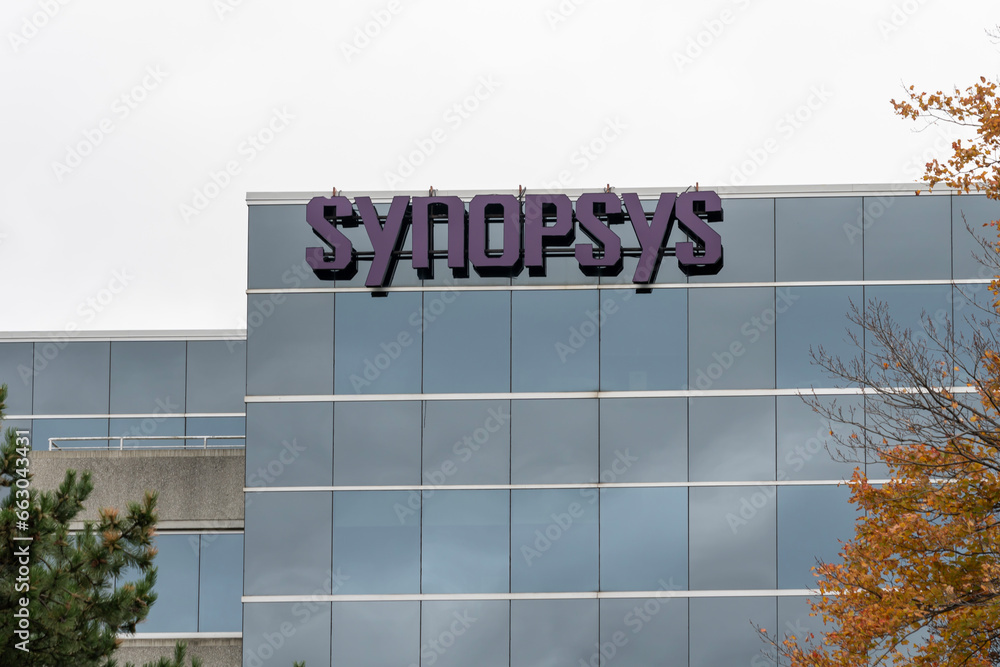 Synopsys logo sign on the office building in Ottawa, Ontario, Canada ...